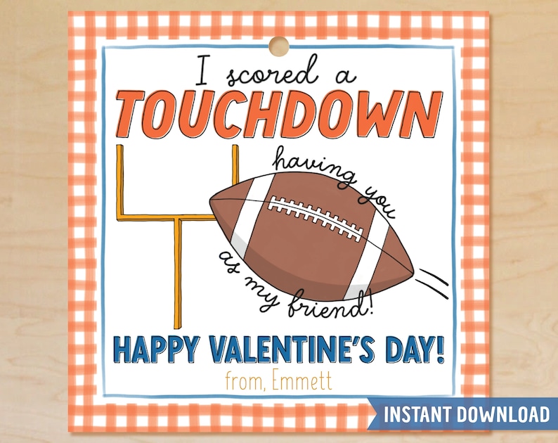 Football Valentine Tags Football Valentines Day Cards - Etsy