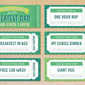 Editable Coupon Book for Dad, Printable Father's Day Coupons, Fathers ...
