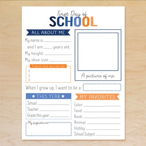 Back to School Interview, First Day of School Questionnaire, Printable ...
