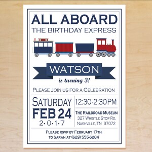 Train Birthday Invitation, Train Invitation, Blue Train Birthday ...