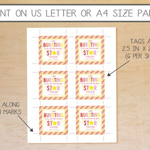 Teacher Appreciation Gift Tag, Starburst Gift Tags, Teacher ...