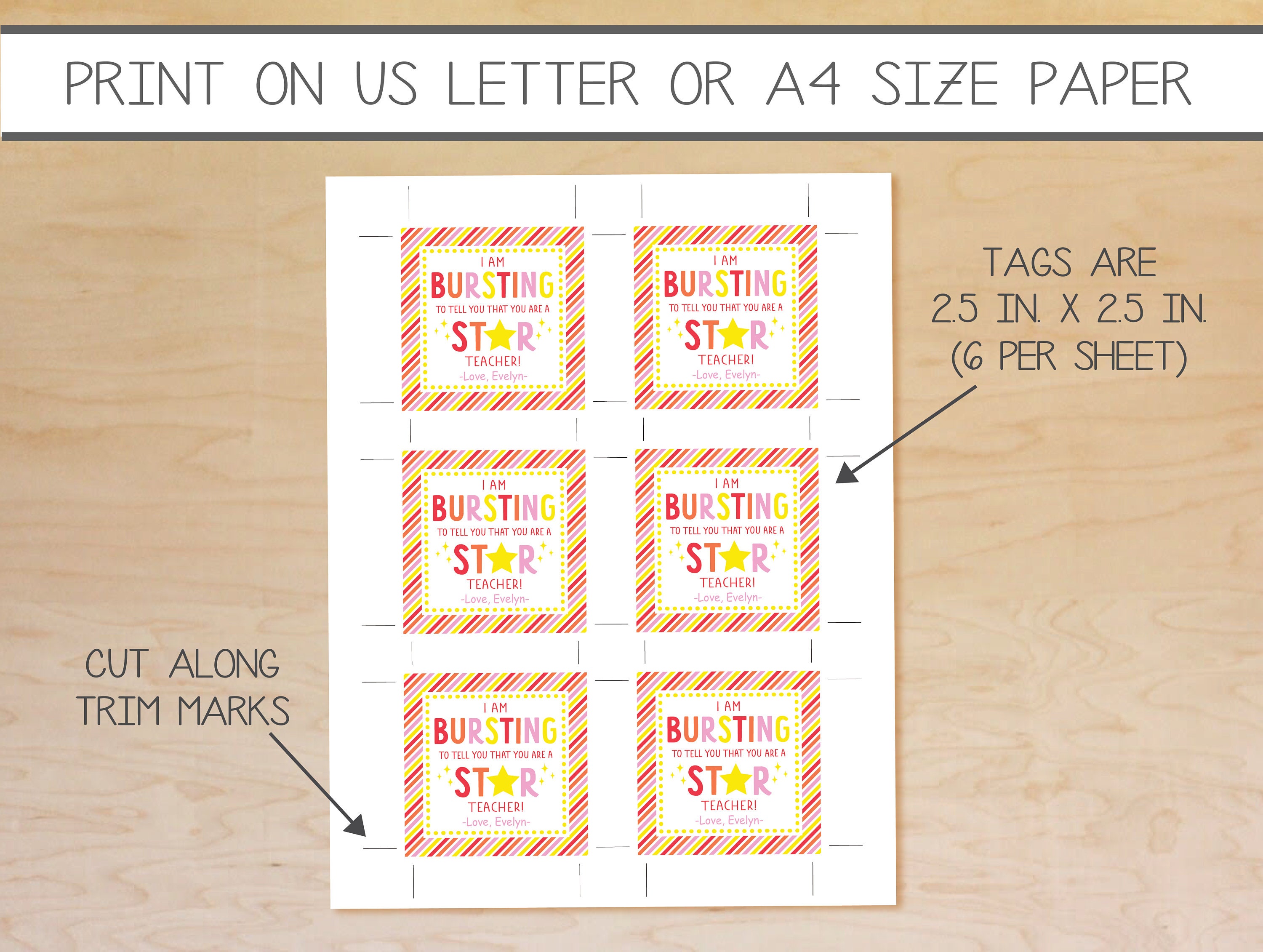 Teacher Appreciation Gift Tag Starburst Gift Tags Teacher - Etsy