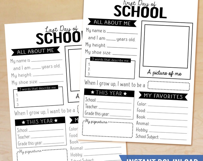 DIGITAL FIRST and LAST Day of School Pages, Back to School Memory Book ...