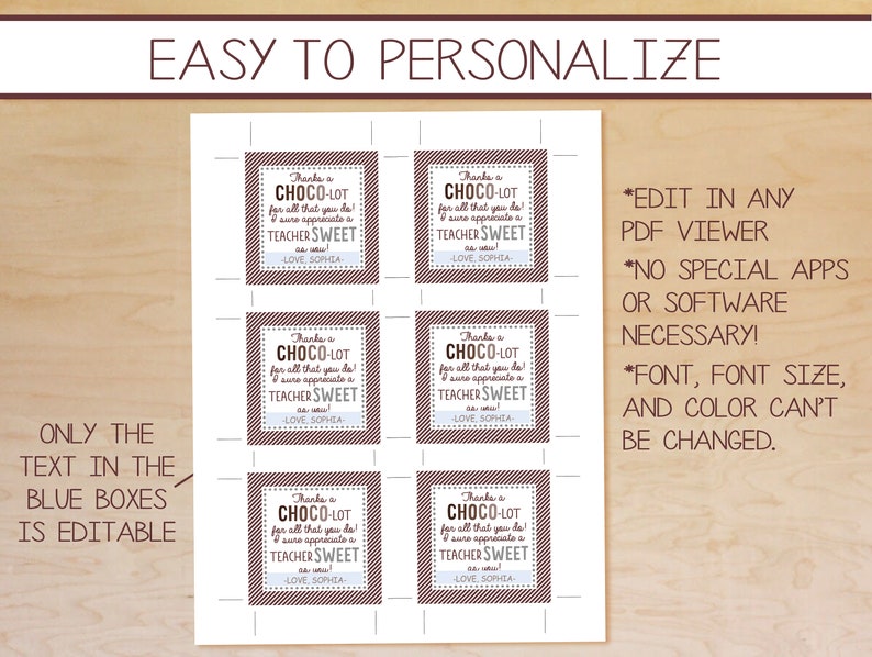 Chocolate Teacher Appreciation Tags Chocolate Thank You Gift | Etsy