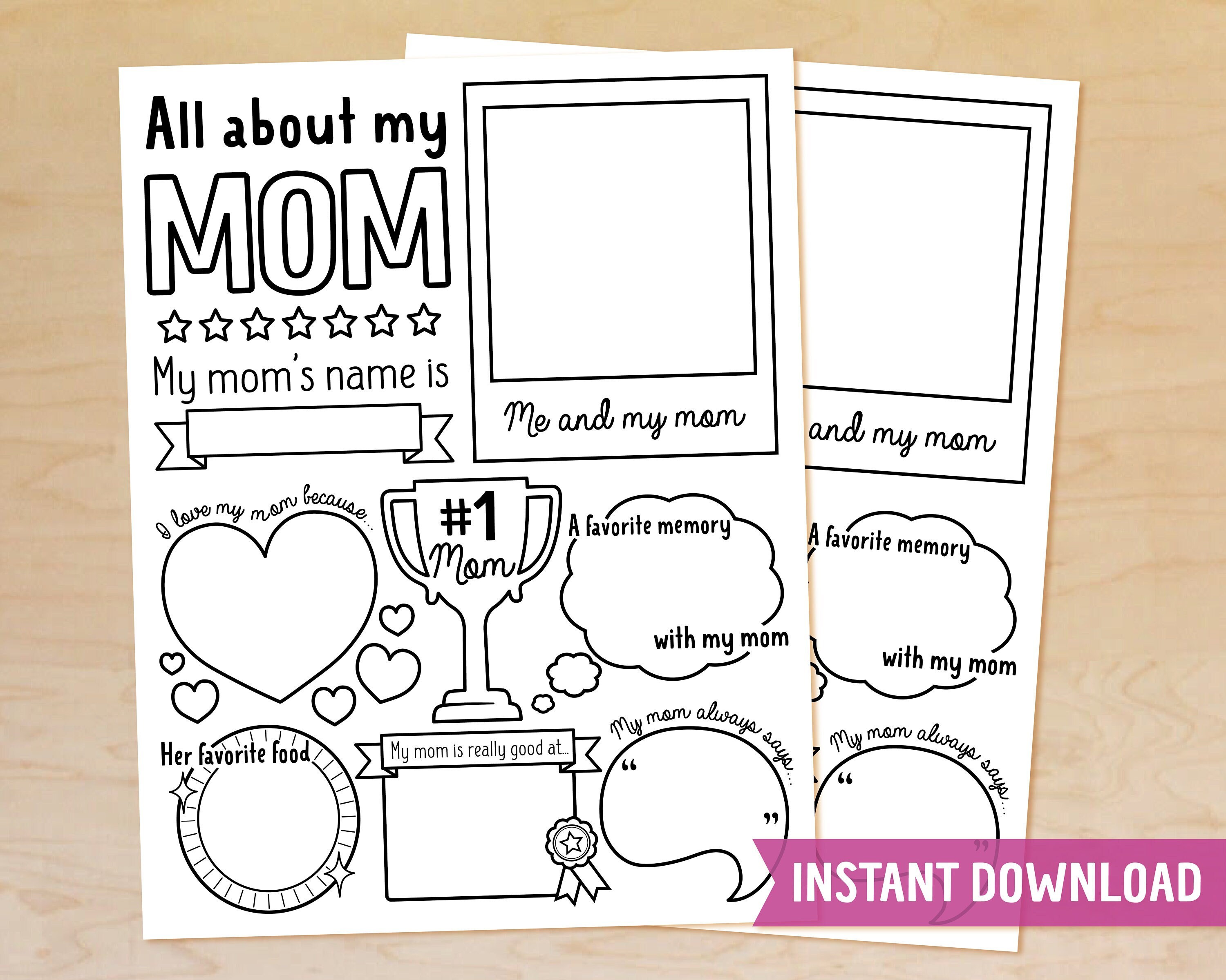 All About Mom Questionnaire Mother's Day Printable Kids - Etsy