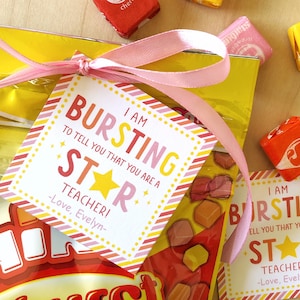 Teacher Appreciation Gift Tag, Starburst Gift Tags, Teacher ...