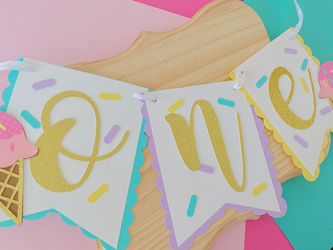 Ice Cream Cake Topper, Ice Cream Birthday Decor, First Birthday Cake ...