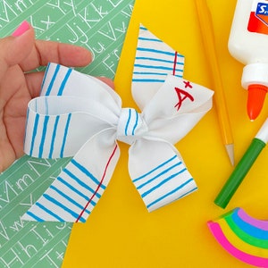 Hand Painted Notebook Bow, Back to School Bow, Back to School Hair Bow ...