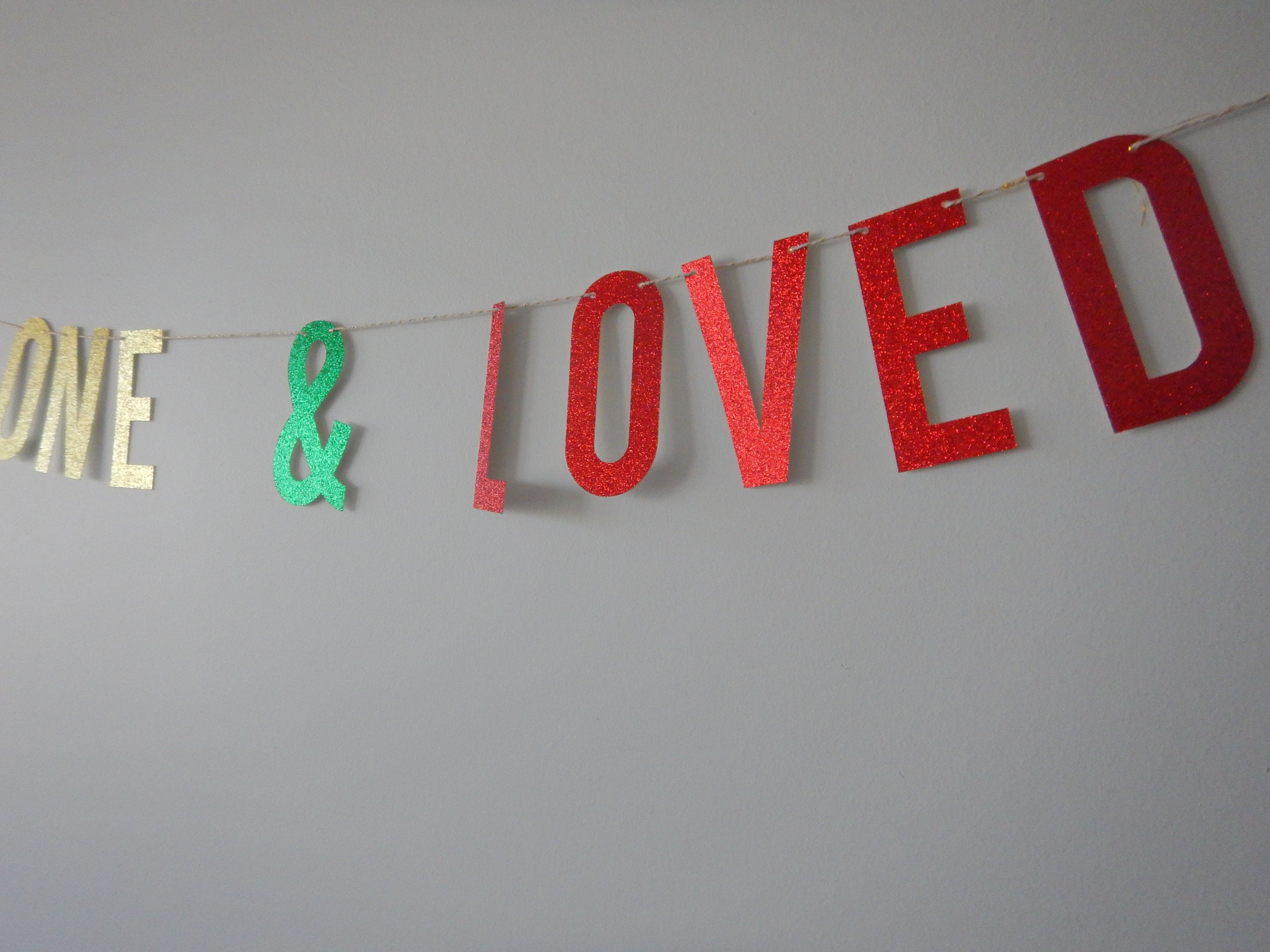One & Loved Cake Topper First Birthday Green and Red Party - Etsy