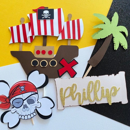 12 PIRATE Birthday Cupcake Toppers Treasure Map Topper - Etsy