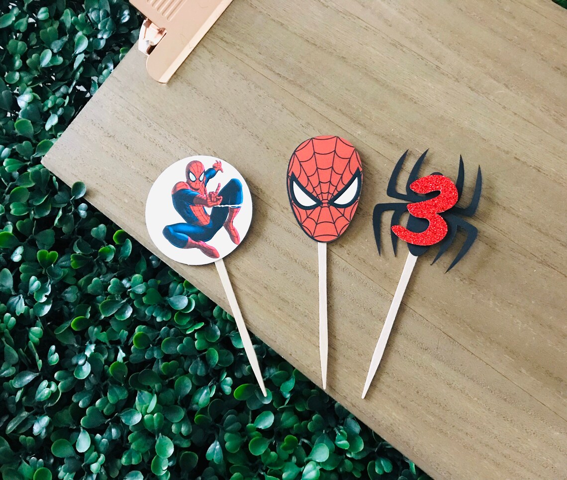 Spider-man Cupcake Toppers, Spider-man Favor Tags Toppers, Cupcake ...