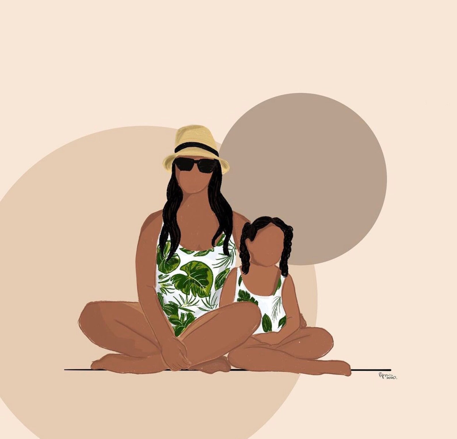 Mommy and Me Digital Art Digital Portrait Mothers Day Gift | Etsy