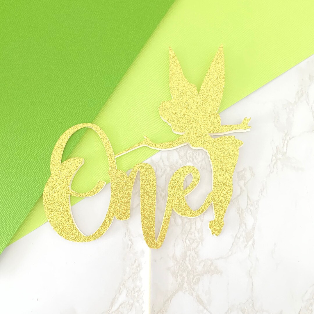 Tinkerbell First Birthday Cake Topper: Gold Glitter 'one' - Etsy