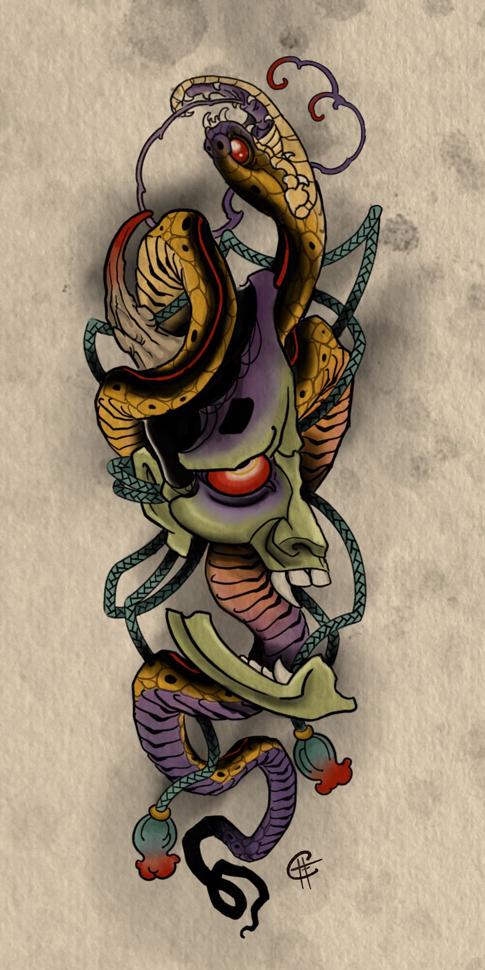 Hannya Snake 2 - Etsy