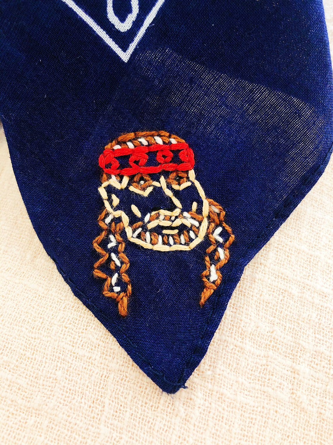Custom Embroidered Bandana Willie Nelson & Armadillo Design | Etsy