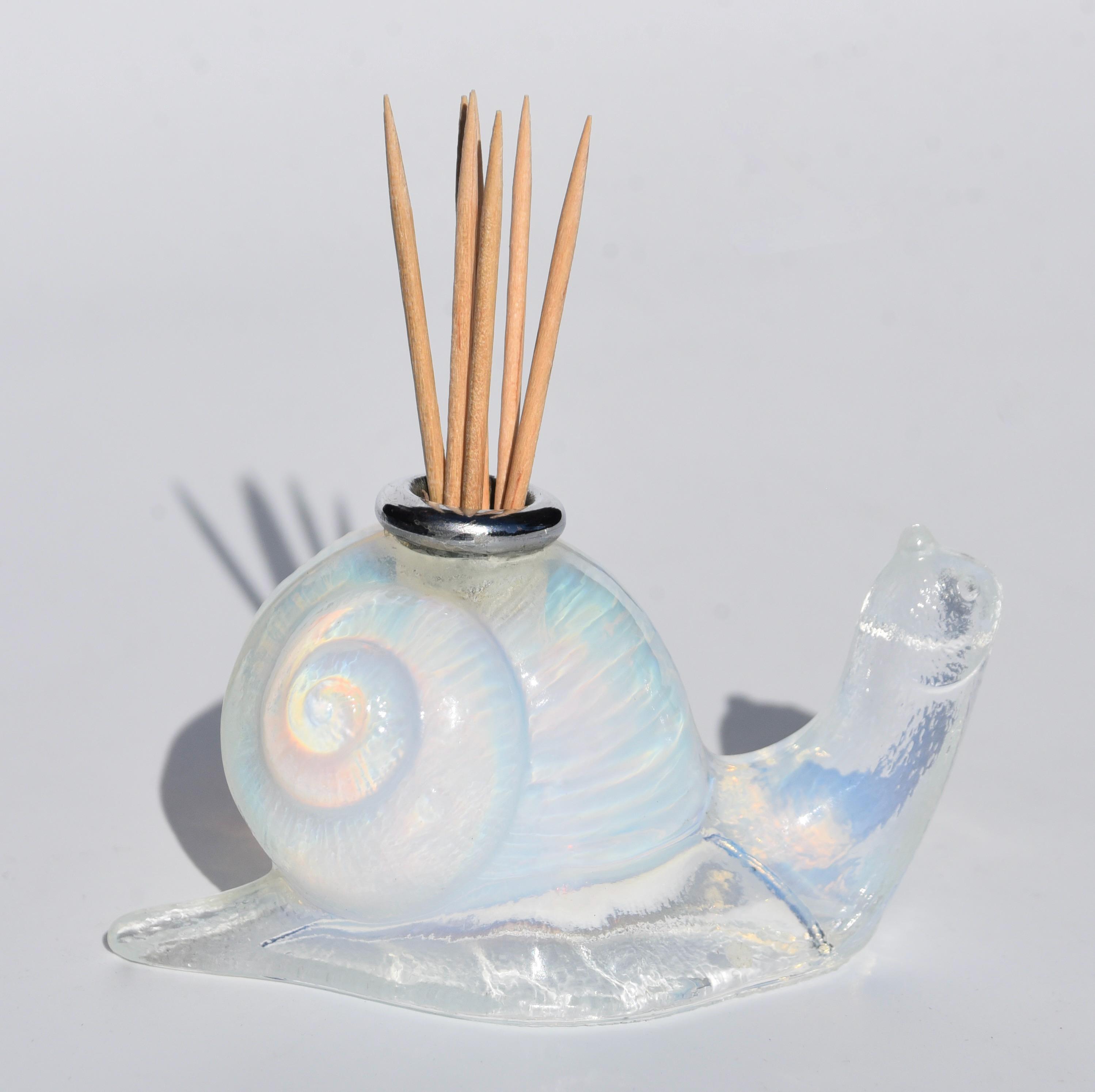 Rare Art Deco Sabino Opalescent Glass SNAIL Cocktail Pick/tooth Pick ...