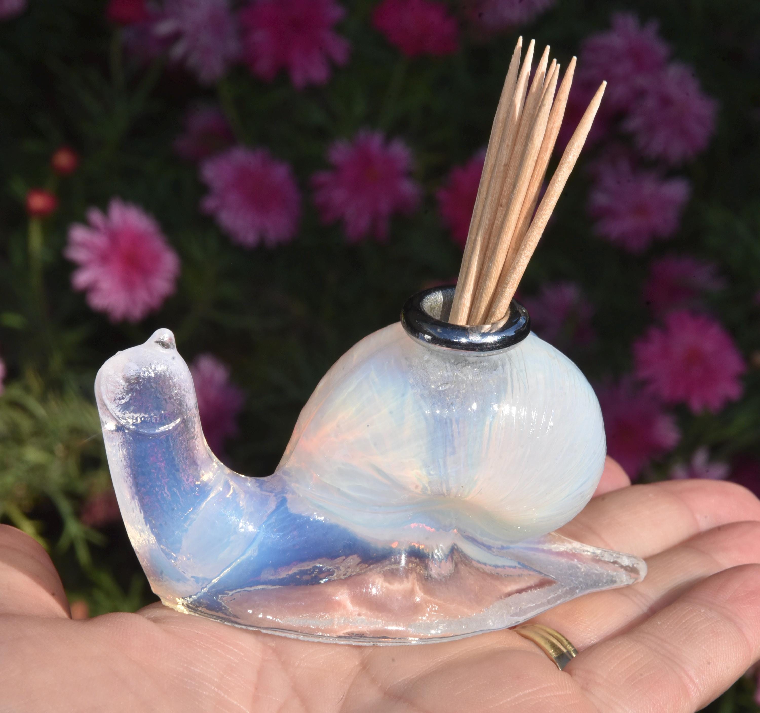 Rare Art Deco Sabino Opalescent Glass SNAIL Cocktail Pick/tooth Pick ...