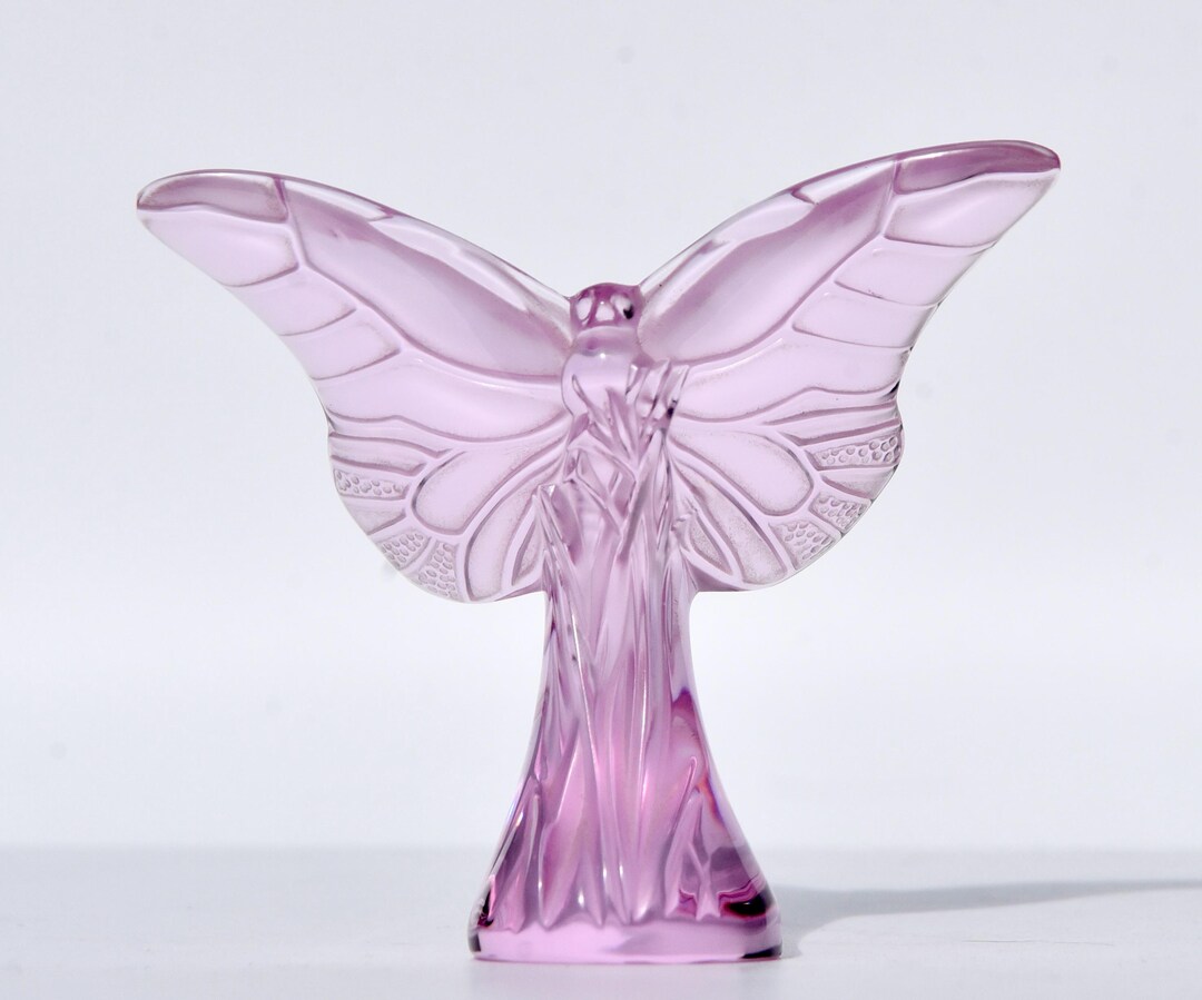 Lalique PAPILLON Rose Lalique Pink BUTTERFLY Sculpture/paperweight - Etsy
