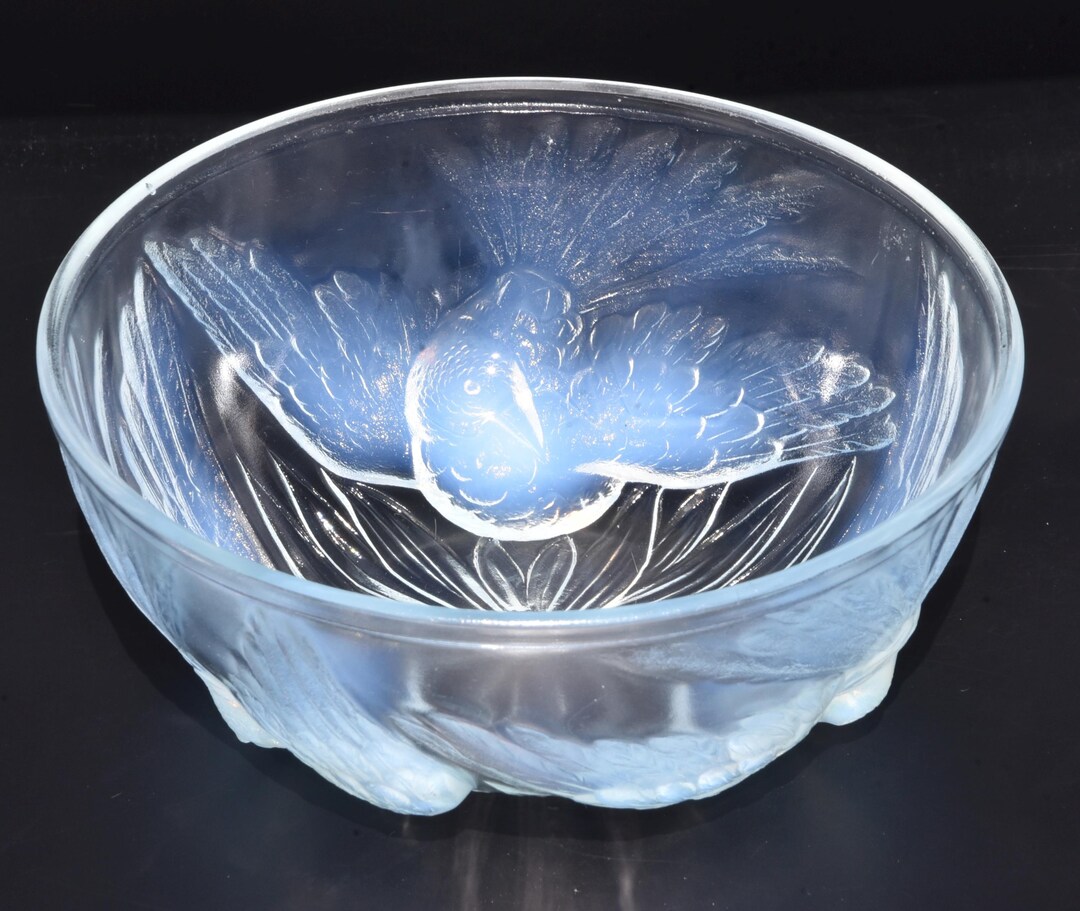C1933 Art Deco JOBLING Opalescent Glass Bowl - Birds - Regd No 780717 ...