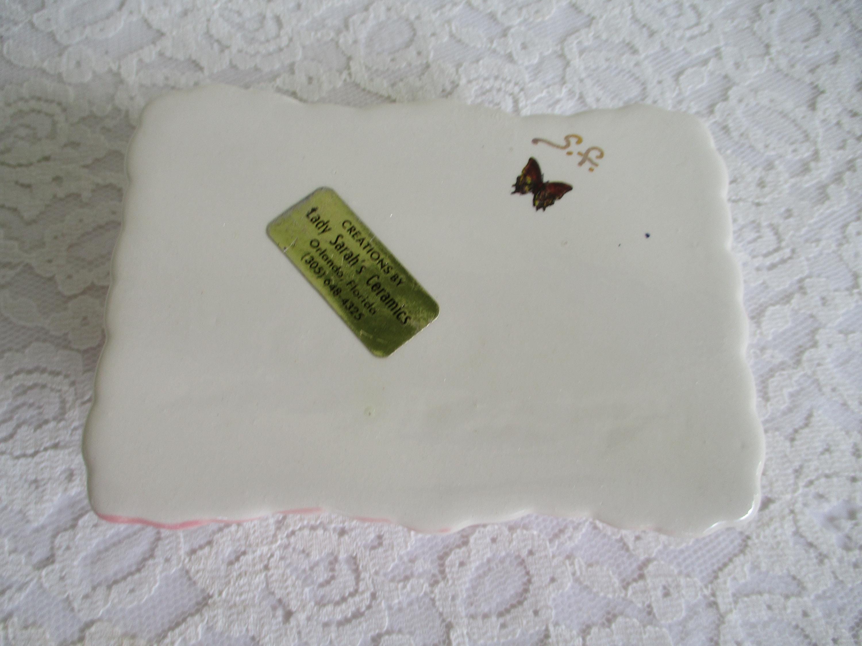 Vintage Ceramic Pink Trinket Box Creations by Lady Sarah's Ceramics - Etsy