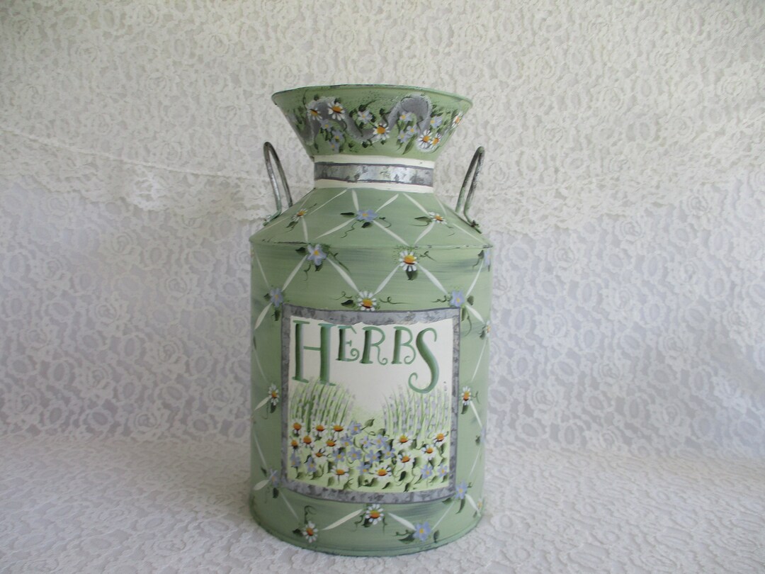 Vintage Kathy Hatch Herb Collection Galvanized Milk Can - Etsy