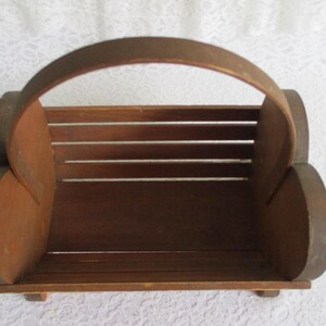 Vintage Wooden Basket With Heart Shaped Ends - Etsy