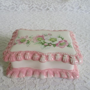 Vintage Ceramic Pink Trinket Box Creations by Lady Sarah's Ceramics - Etsy