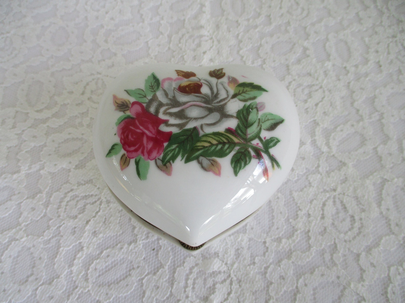 Vintage Royal Porcelain Heart Shaped Trinket Box - Etsy
