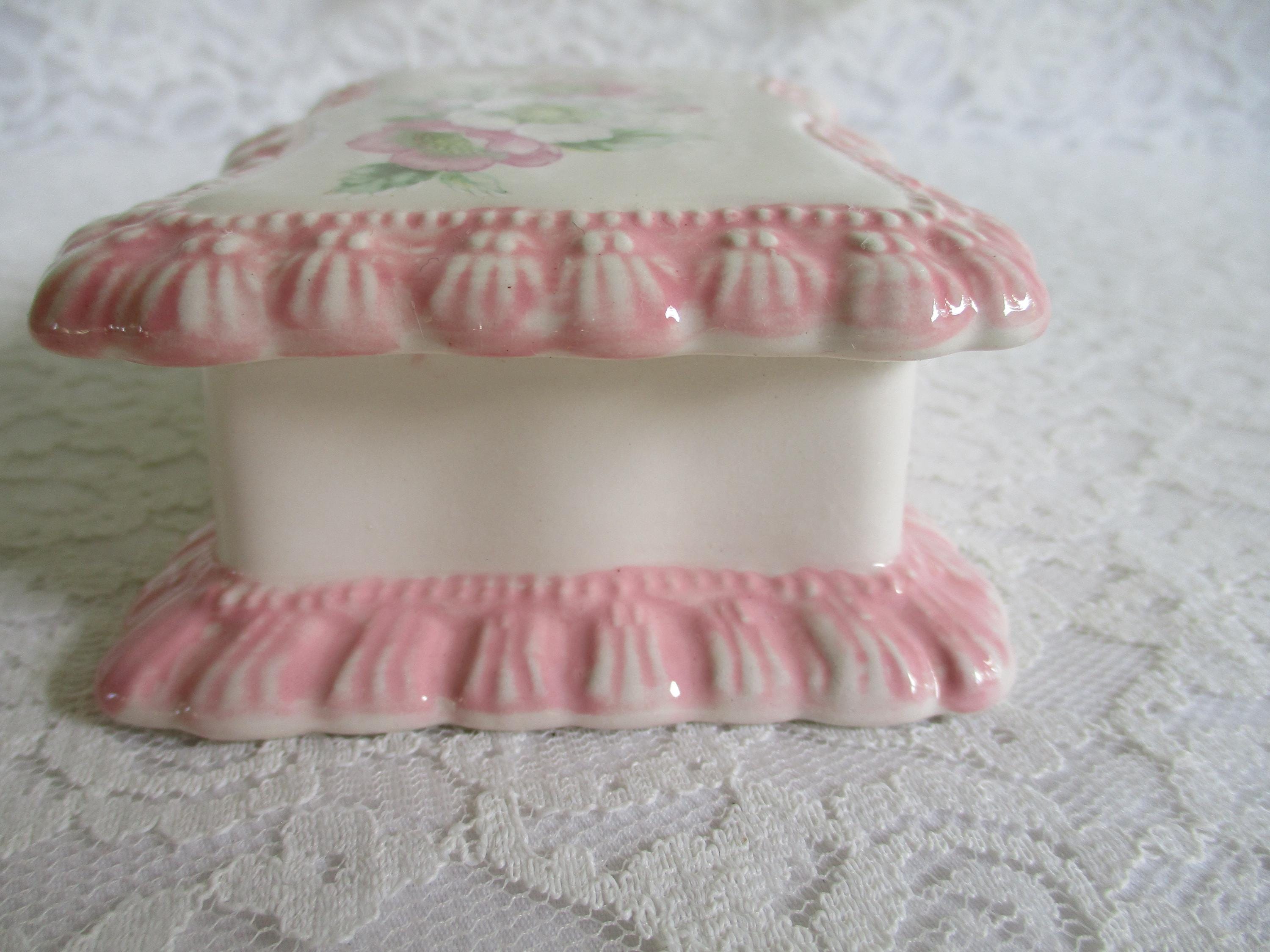 Vintage Ceramic Pink Trinket Box Creations by Lady Sarah's Ceramics - Etsy