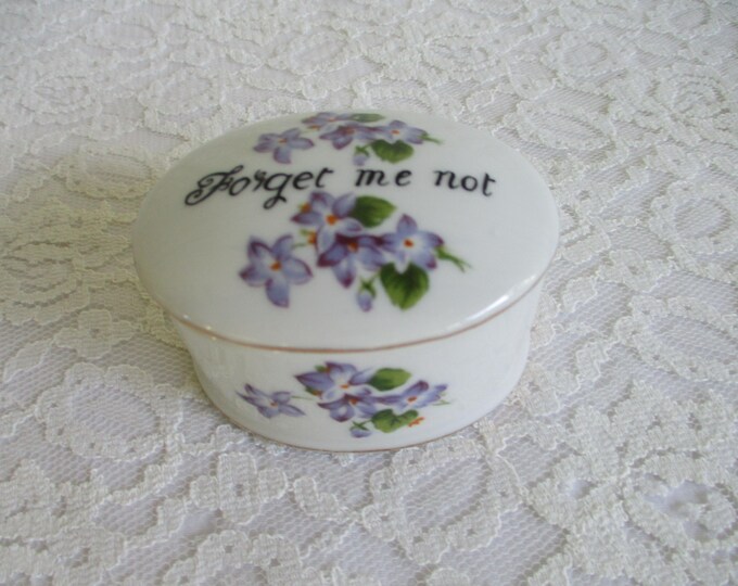 Vintage Enesco Forget Me Not Small Trinket Box - Etsy