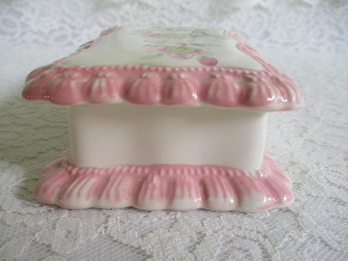 Vintage Ceramic Pink Trinket Box Creations by Lady Sarah's Ceramics - Etsy