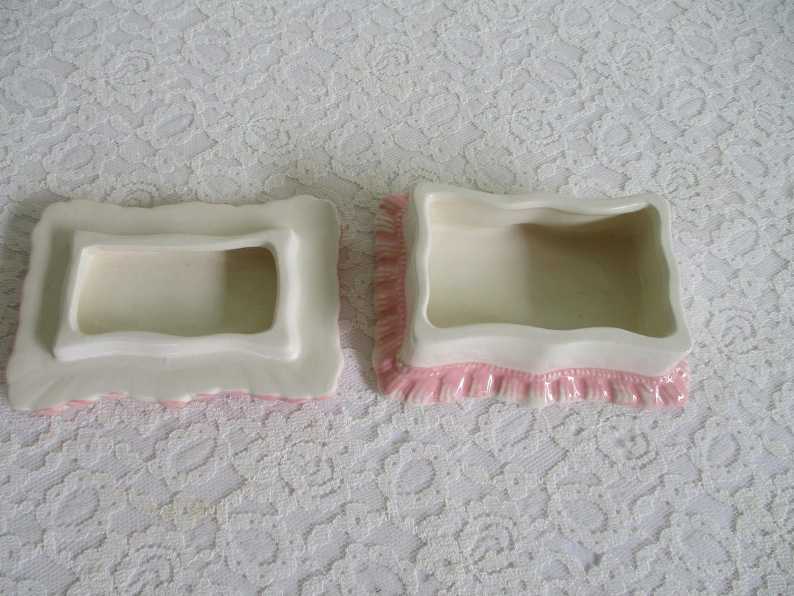 Vintage Ceramic Pink Trinket Box Creations by Lady Sarah's Ceramics - Etsy
