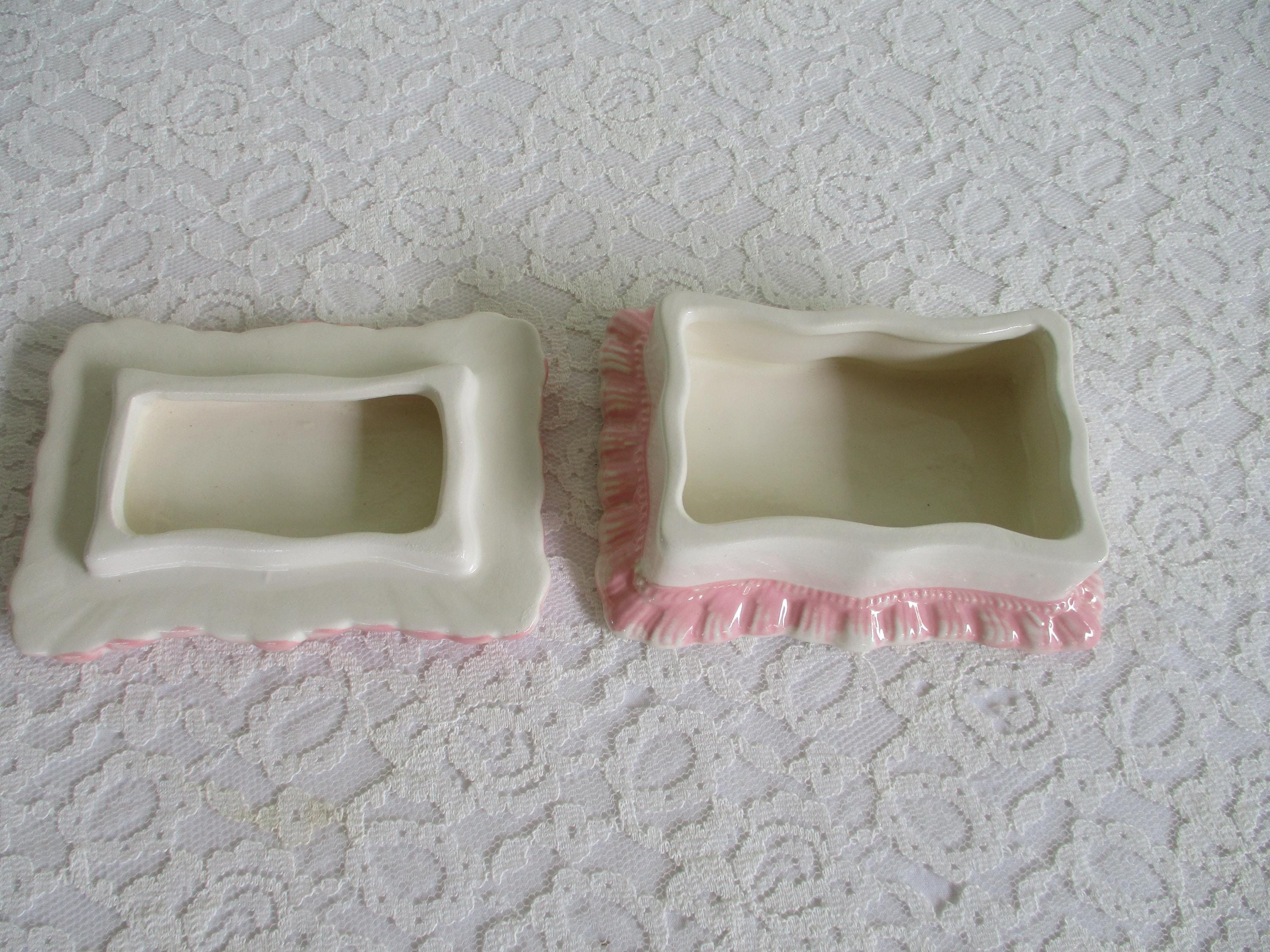 Vintage Ceramic Pink Trinket Box Creations by Lady Sarah's Ceramics - Etsy