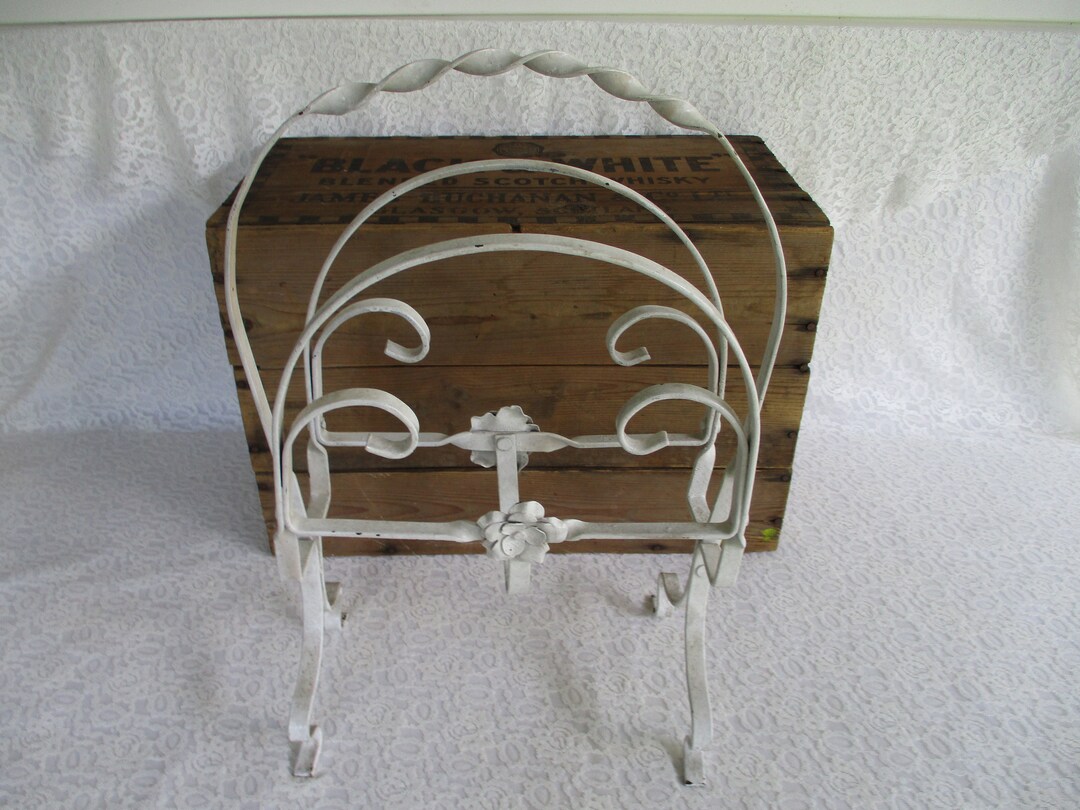 Vintage Wrought Iron Magazine Rack at Donna Mang blog