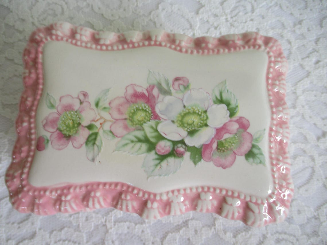 Vintage Ceramic Pink Trinket Box Creations by Lady Sarah's Ceramics - Etsy
