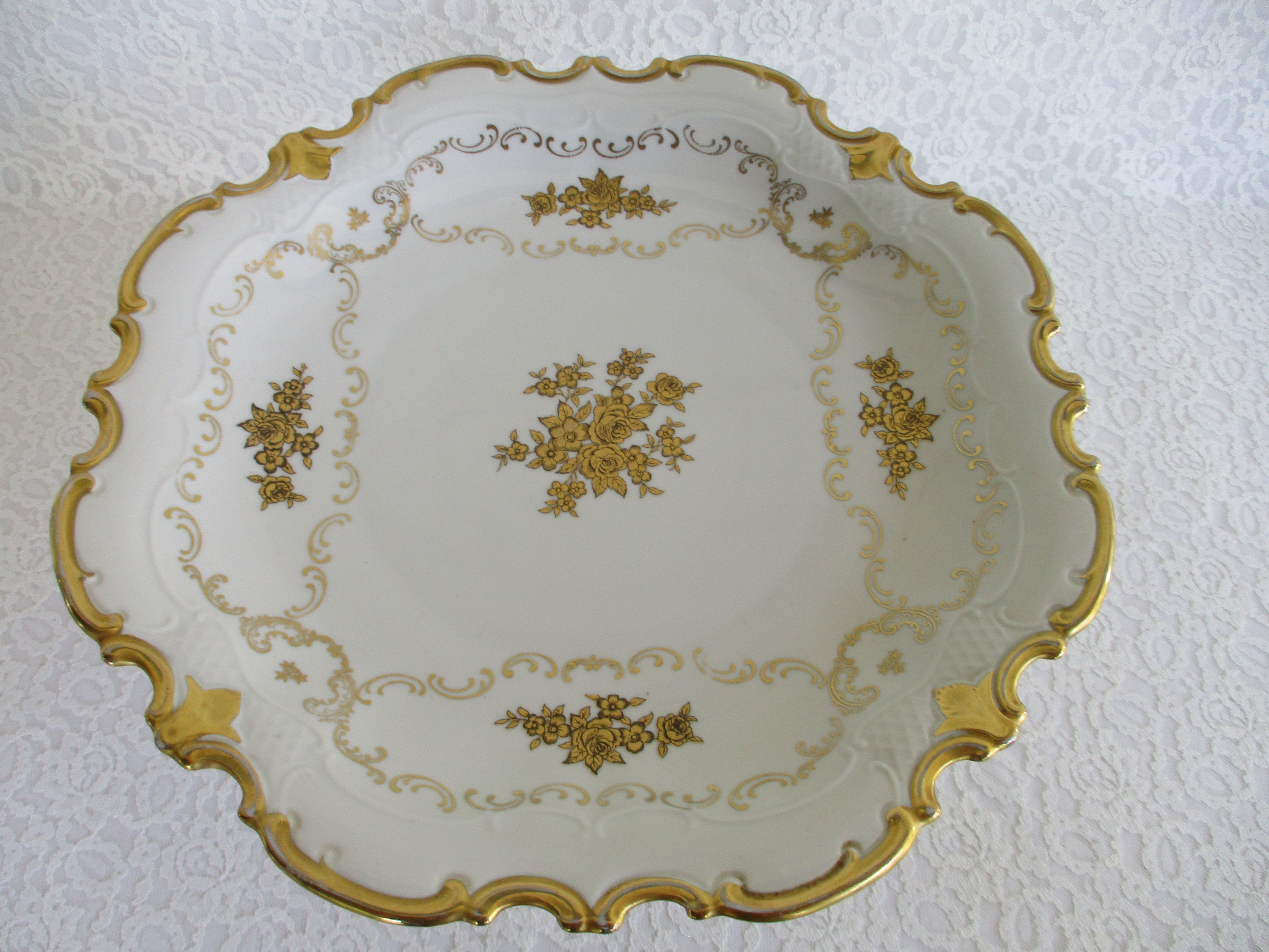 Vintage Reichenbach Porcelain White & Gold Cake Stand - Etsy