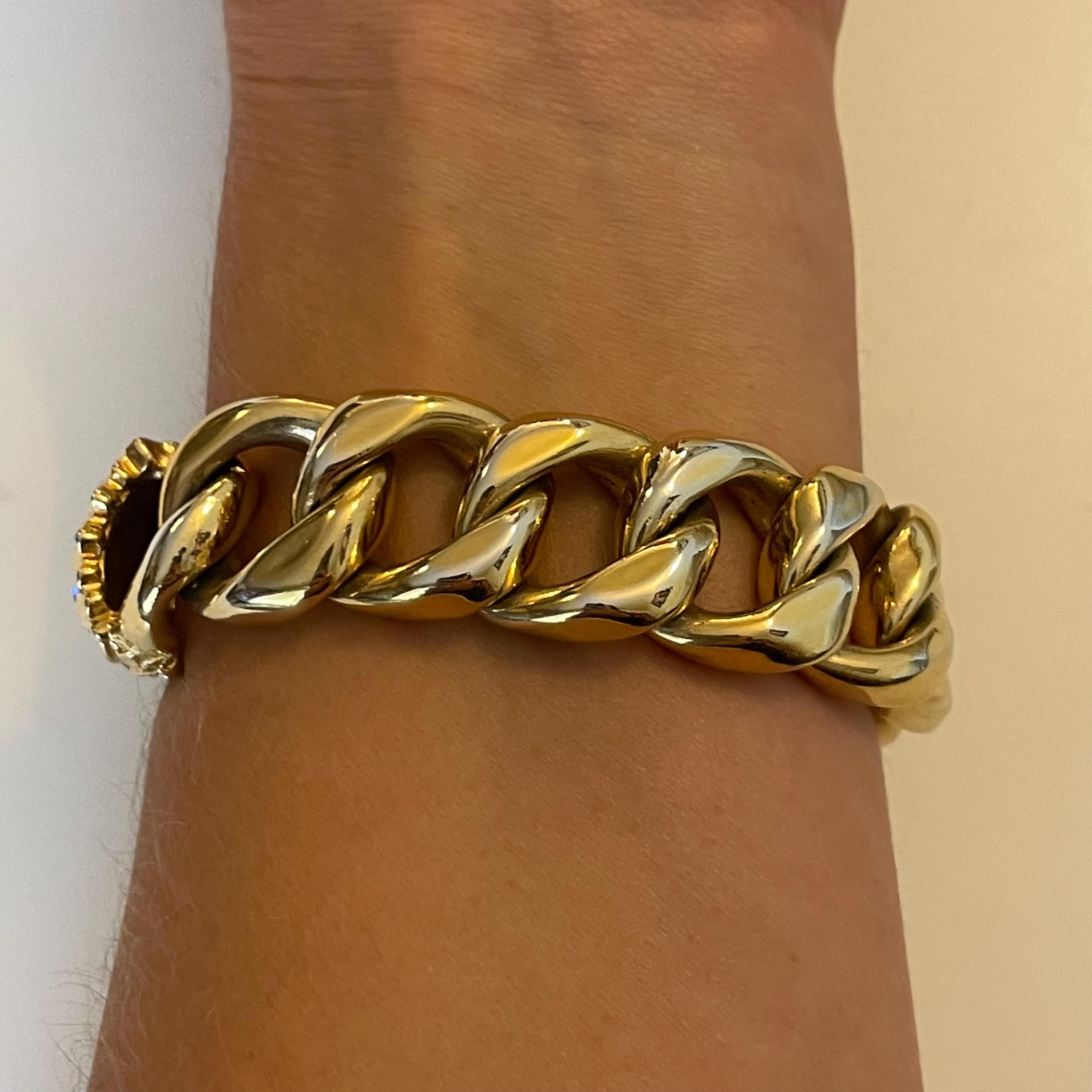 Vogue Bijoux 1980's - Splendid and Imposing Gold-plated Curb Vogue Bijoux 1980's - Splendid and Imposing Gold-plated Curb