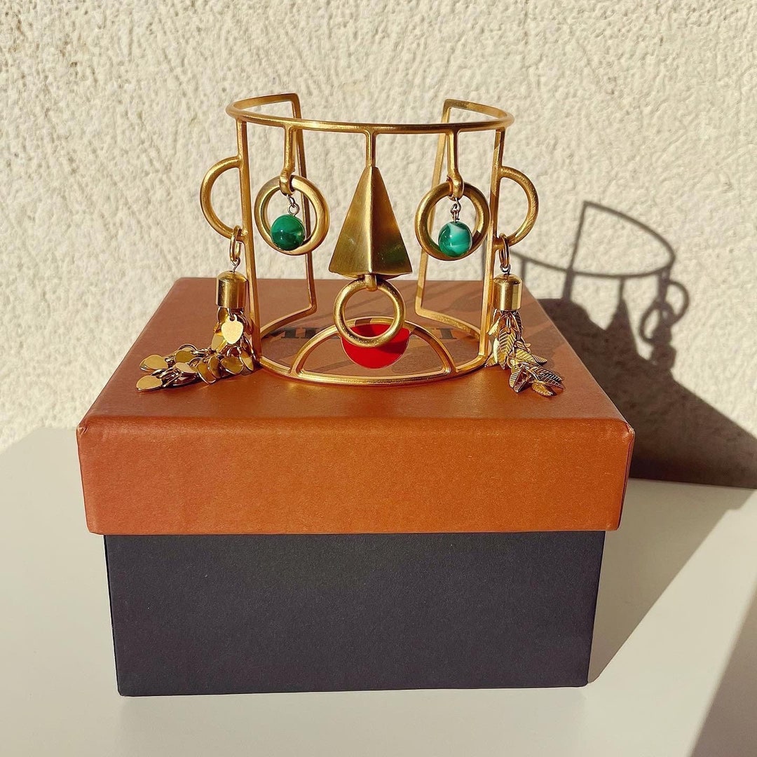 Missoni- Rare and Sculptural Cuff Bracelet With Modernist Face- Brushed ...