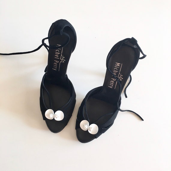 MICHEL PERRY- Superb pin-up camber heeled sandals- Bl… - Gem