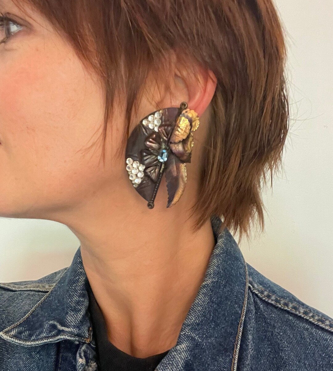 Luigi Briglia 1970's- Large and Sculptural Floral Copper and Crystal ...