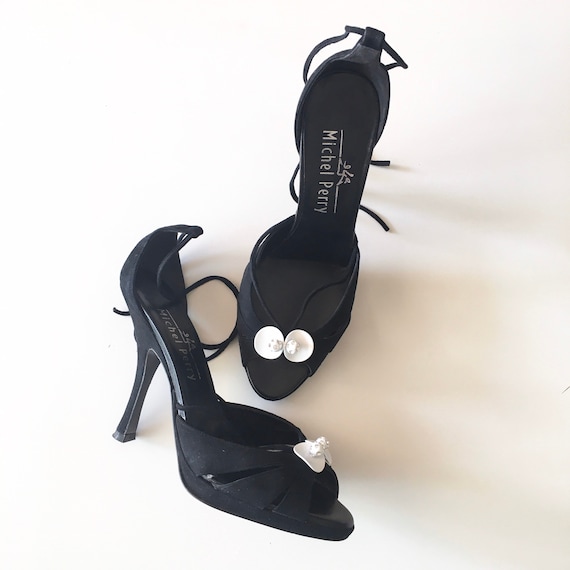 MICHEL PERRY- Superb pin-up camber heeled sandals- Bl… - Gem