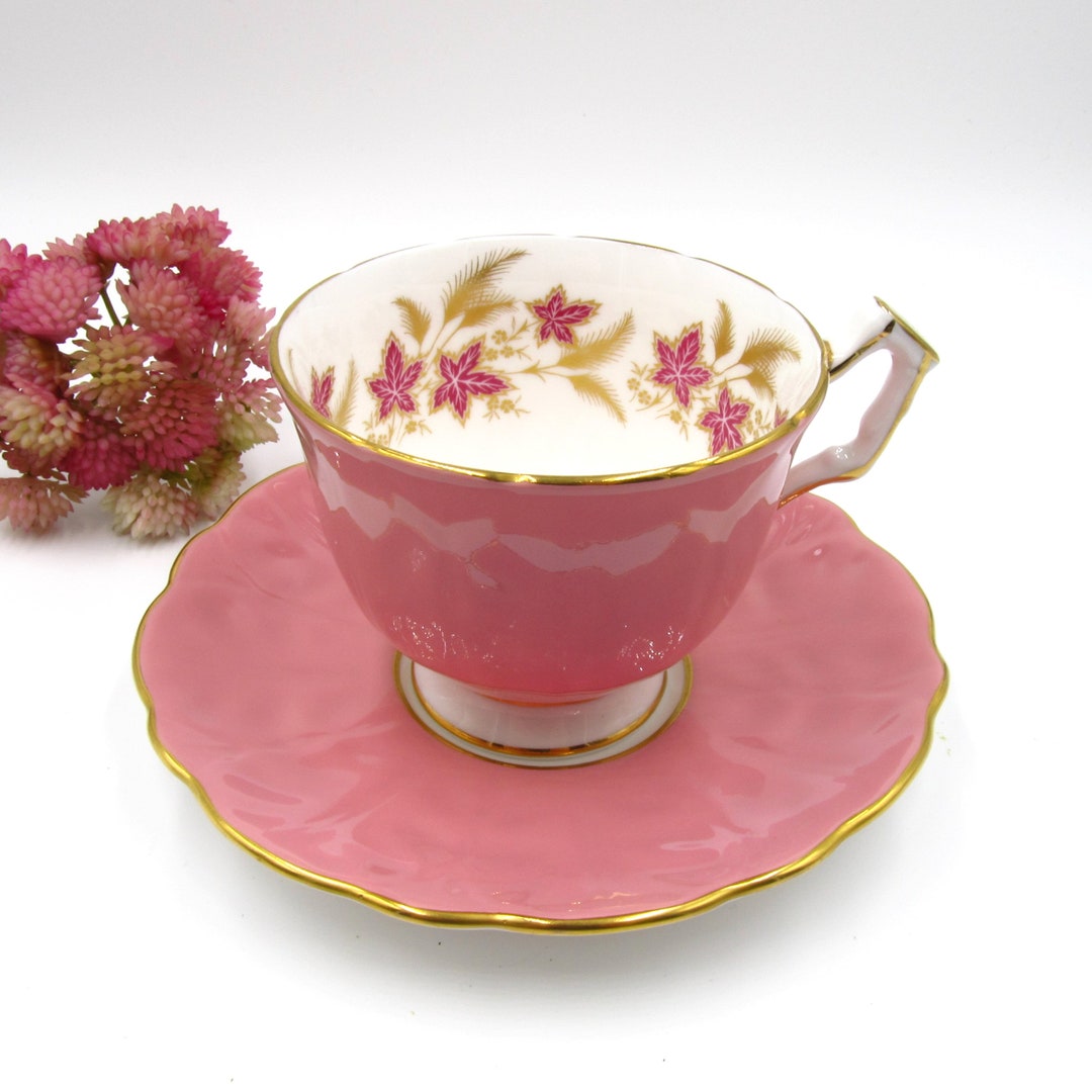 Vintage Aynsley Teacup, Dusty Pink and Gold Leaf Design, Tea Party ...
