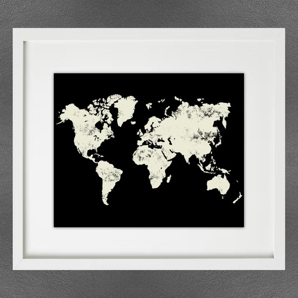 White World Map Poster - Etsy