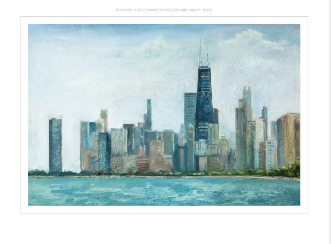 Chicago Skyline Print | Chicago Painting | Chicago Artwork | Cityscape ...