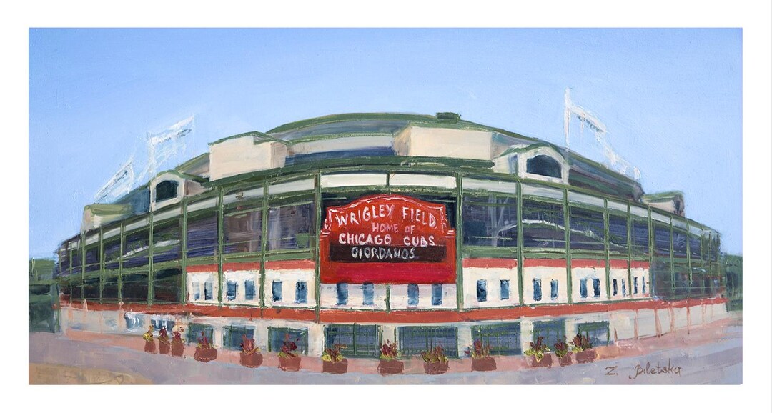 Wrigley Field - Art PRINT, Oil Painting, Chicago Cityscape, Souvenir ...