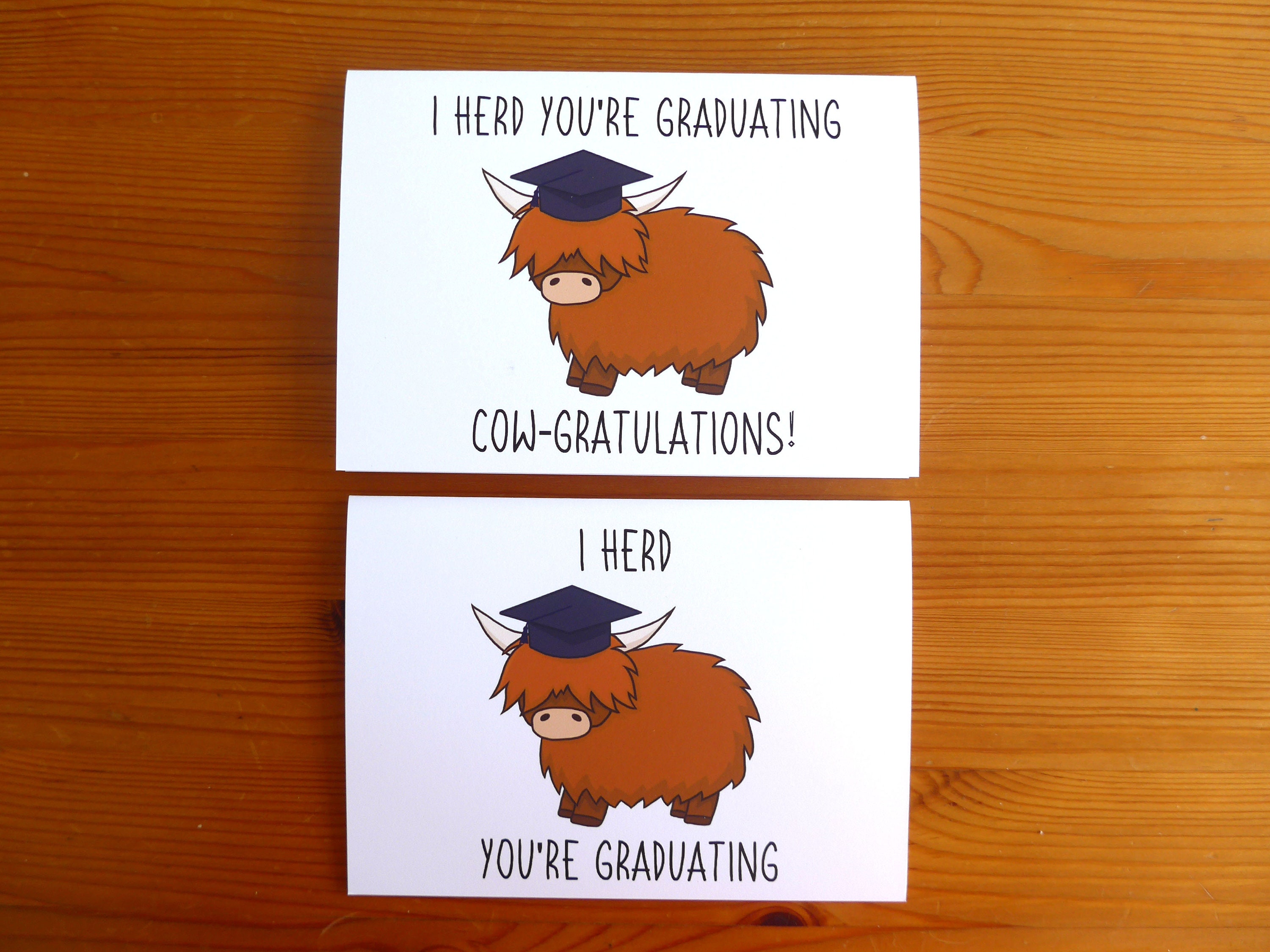 Highland Cow Graduation Card ‘I Herd You’re Graduating’ A6 – Pun ...