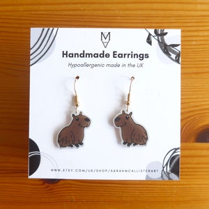 Capybara Earrings – Animal Drop Earrings, Cute Capybara Gift ...