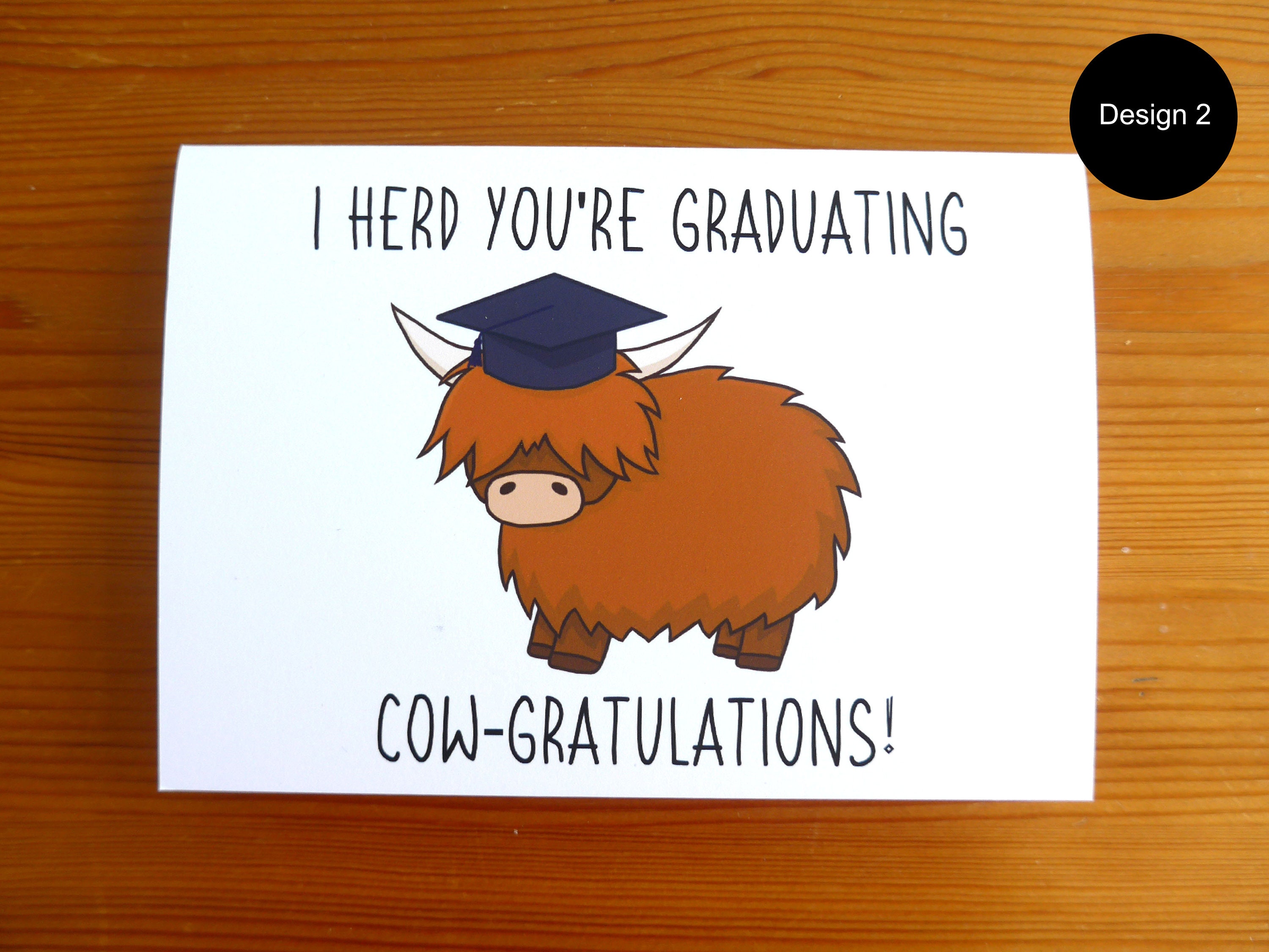 Highland Cow Graduation Card I Herd Youre Graduating A6 Pun Graduation ...