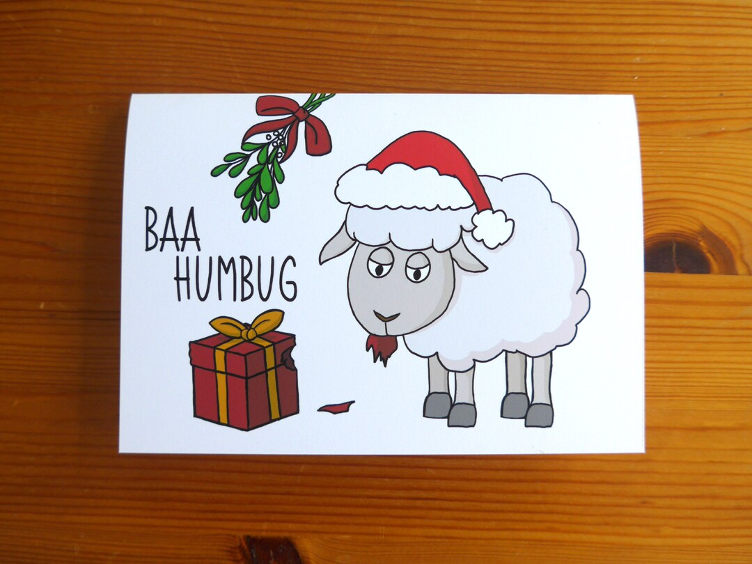 Baa Humbug Christmas Card – Sheep Christmas Card, Sarcastic Pun Card ...