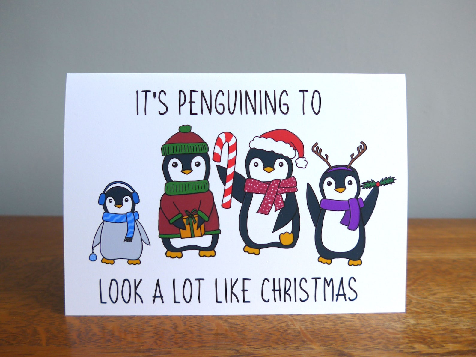 Penguin Pun Card ‘it’s Penguining to Look a Lot Like Christmas’ – Xmas ...